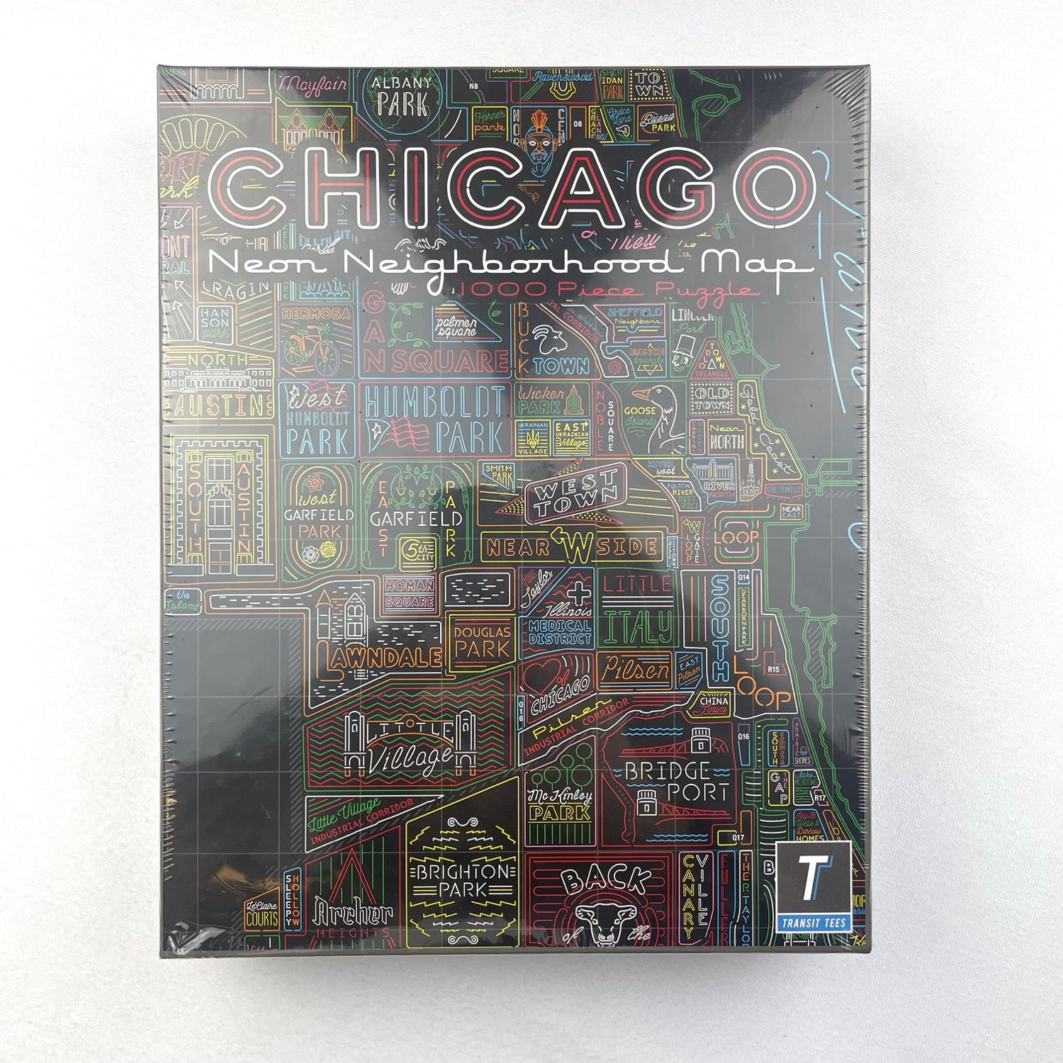 Chicago Neon Neighborhood Map Puzzle | Vibrant Art & Urban Exploration ...